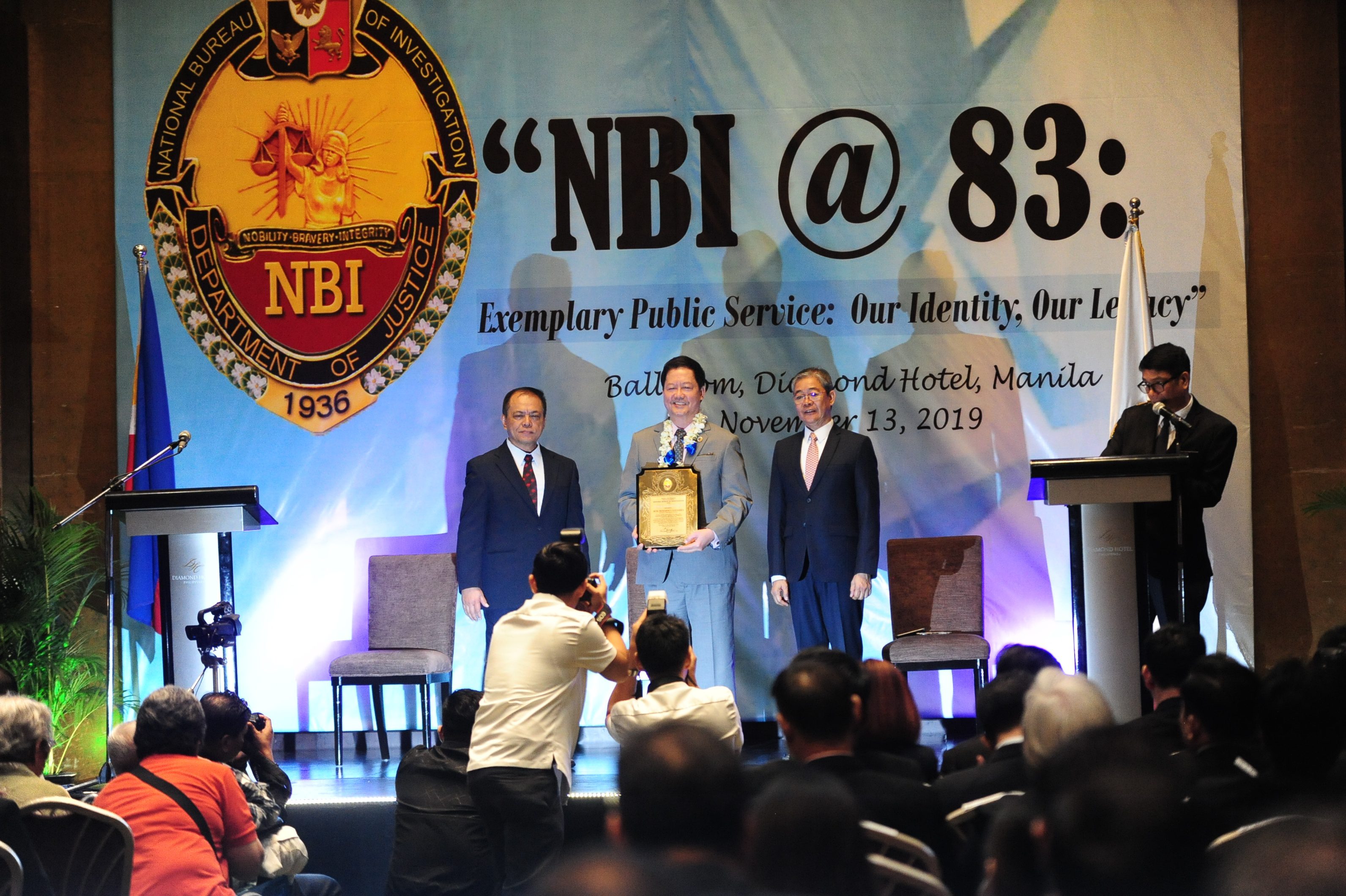 Justice secretary Menardo Guevarra awarded by NBI for exemplary service